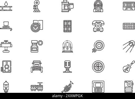 Decades icons collection is a vector illustration with editable stroke ...