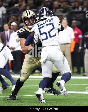 Tennessee Titans linebacker James Williams Sr. (52) celebrates an ...