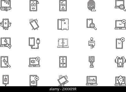 Devices repair icons collection is a vector illustration with editable ...