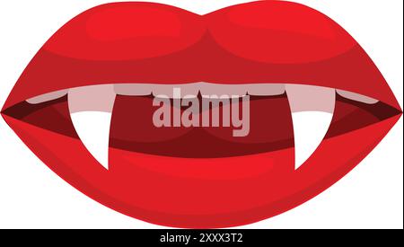 Red lips showing fangs are baring teeth in a spooky halloween ...