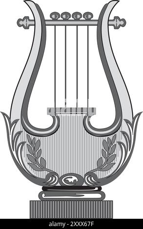 greek golden lyre vector illustration isolated on white background ...