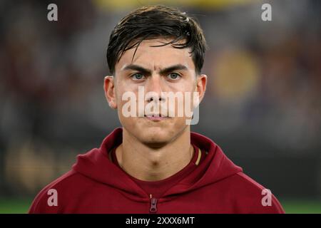 Paulo Dybala of AS Roma looks on during the warm up prior the Serie A Enilive match between SS ...