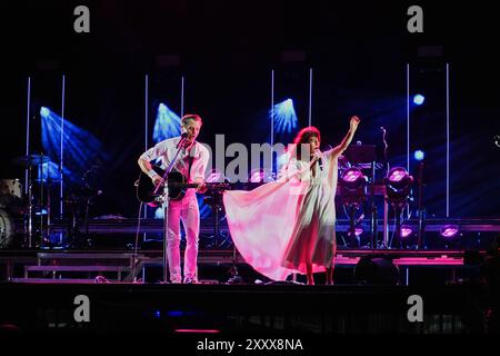 The Postal Service band performing in London at the All Points East ...