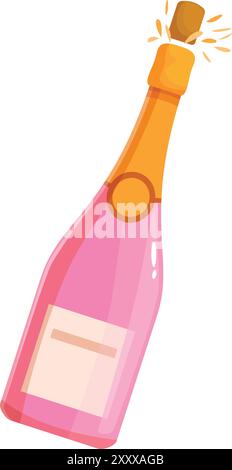 Bottle of sparkling wine is being uncorked, celebrating a happy and ...