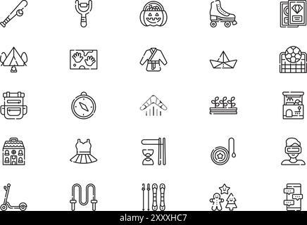 Kids activities icons collection is a vector illustration with editable ...
