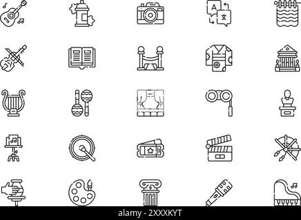 Cultural activities icons collection is a vector illustration with ...