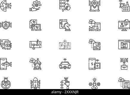 Digitalisation icons collection is a vector illustration with editable ...
