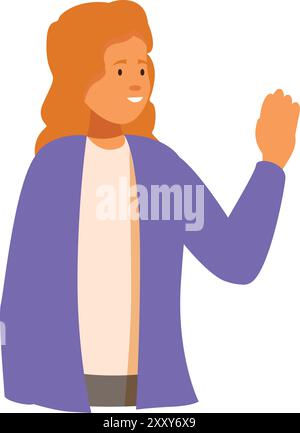Caucasian friendly woman waving hand 2D cartoon character Stock Vector ...