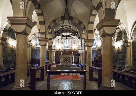 Interior view, crypt, Romanesque monastery church, Maria Laach ...