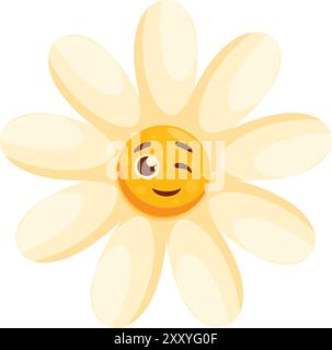 Daisy flower winking face happy cute character Stock Vector Image & Art ...