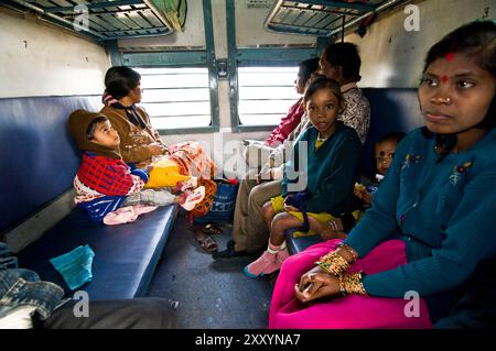 Traveling in a Second class sleeper train in West Bengal, India Stock ...