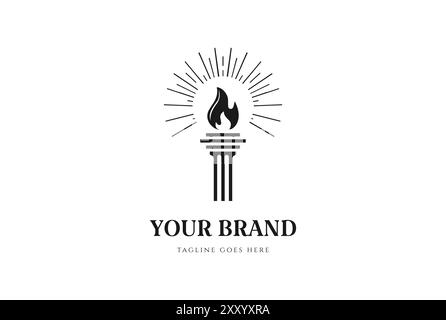 Pillar Column Burn Torch Fire Flame Light Logo Design Vector Stock ...