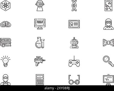 Nerd icons collection is a vector illustration with editable stroke ...