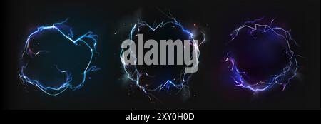 Set of round lightning frames png isolated on transparent background ...