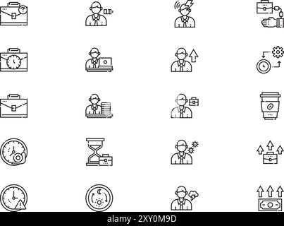 Overworked icons collection is a vector illustration with editable ...