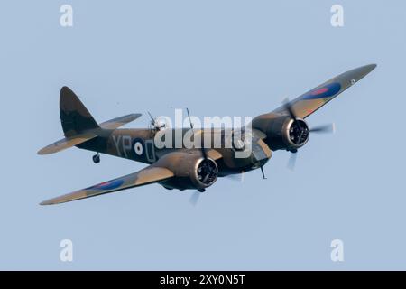 Bristol Blenheim bomber in flight, a light bomber used by the RAF in ...