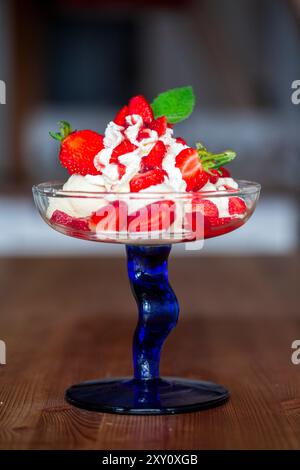 Delightful Dessert Bowl With Whipped Cream and Fresh Berries Stock ...