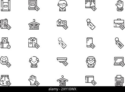 Second hand store icons collection is a vector illustration with ...