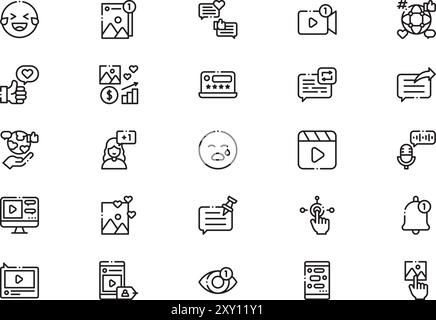 Social media interactions icons collection is a vector illustration with editable stroke Stock ...