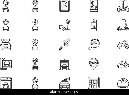 Electric transport icons for rental service. City transportation. Car ...