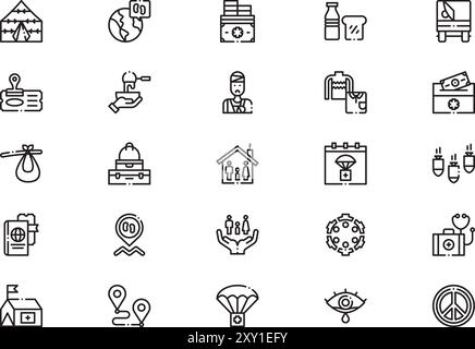 World refugee day icons collection is a vector illustration with ...