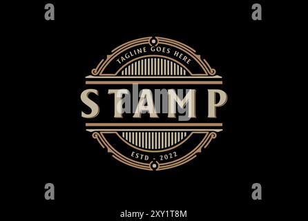 Round Circular Vintage Steampunk Badge Emblem Label Stamp Logo Design ...