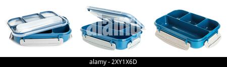 Empty lunch box isolated on white, collage Stock Photo - Alamy