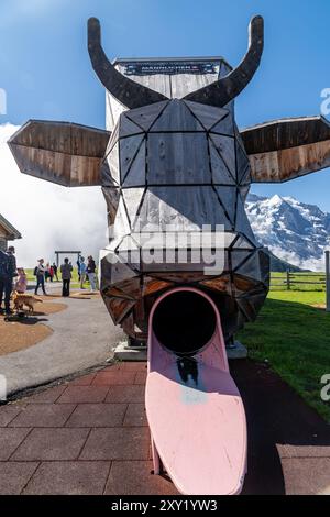 Mannlichen, Switzerland - July 23, 2024: Bouncy pig playground ...