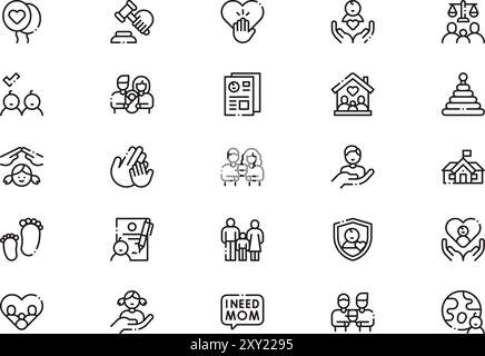Child adoption icons collection is a vector illustration with editable ...