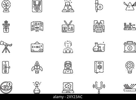 Science fair icons collection is a vector illustration with editable ...