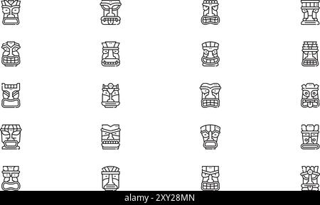 Tiki idols icons collection is a vector illustration with editable ...