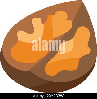 Isolated simple walnut cartoon illustration Stock Vector Image & Art ...