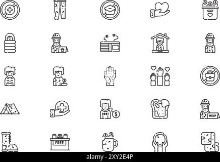Poverty icons collection is a vector illustration with editable stroke ...