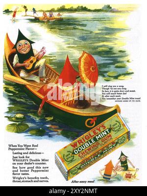 1928 WRIGLEY'S CHEWING GUM AD- MOTHER GOOSE NURSERY RHYME MISS MUFFET ...