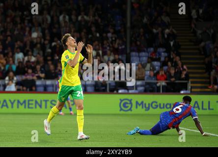 Ante Crnac of Norwich City reacts during the Sky Bet Championship match ...