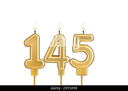 Birthday candle number 145 on white background Stock Photo - Alamy