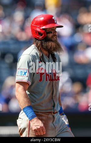 Philadelphia Phillies left fielder Brandon Marsh catches a line out by ...