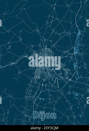 Map of Dijon, France. Detailed city vector map, metropolitan area ...