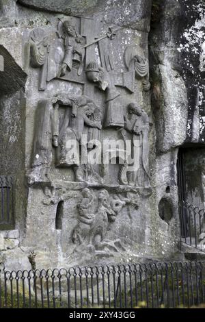 The relief on the Externsteine Stock Photo - Alamy