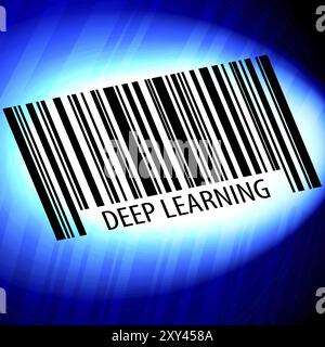 Deep learning - barcode with blue Background Stock Photo - Alamy