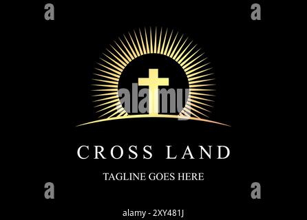 Christian cross with sun rays. Christian cross icon. Black religion ...