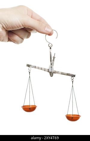 Women hand holding balance measuring weight scale Stock Photo - Alamy