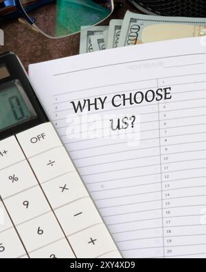 Business motivational why choose us concept. Copy space. Concept word ...