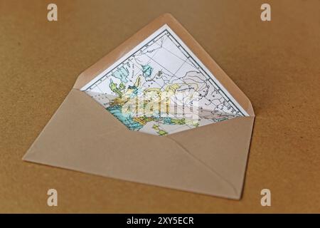 Envelope with a nautical chart in the lining Stock Photo - Alamy