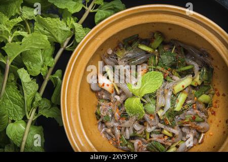 Dancing Shrimp Salad (shrimps alive in spicy sauce) "Kungten" food of ...