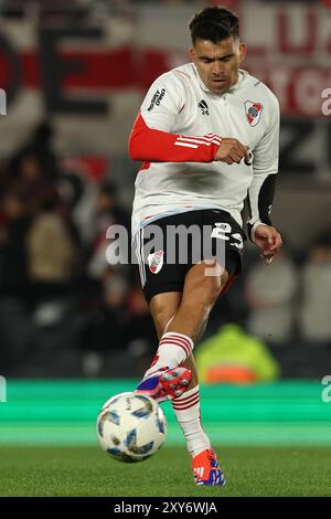 River Plate's defender Marcos Acuna during the warm up before the ...