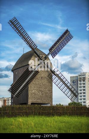 big brown windmill in Berlin Stock Photo - Alamy
