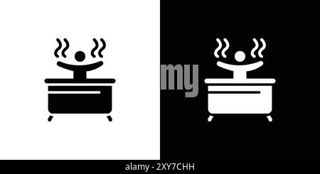 Man relaxing in jacuzzi icon Black line art vector in black and white ...