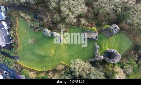 Aerial view of Narberth Castle, Pembrokeshire Wales UK United Kingdom ...