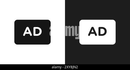 Ad icon logo sign vector outline in black and white color Stock Vector ...